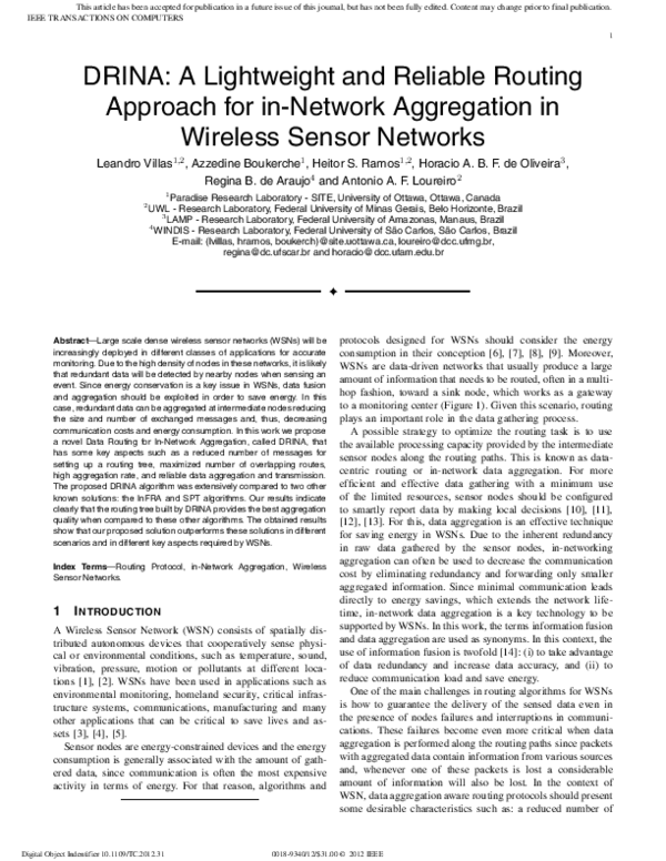 (PDF) DRINA: A Lightweight and Reliable Routing Approach for In-Network Aggregation in Wireless ...
