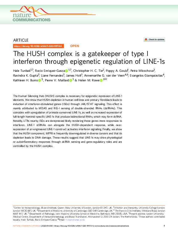 (PDF) The HUSH complex is a gatekeeper of type I interferon through ...