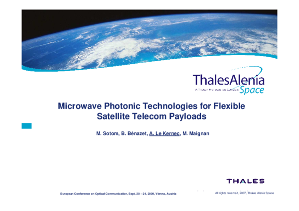(PDF) Microwave photonic technologies for flexible satellite telecom ...