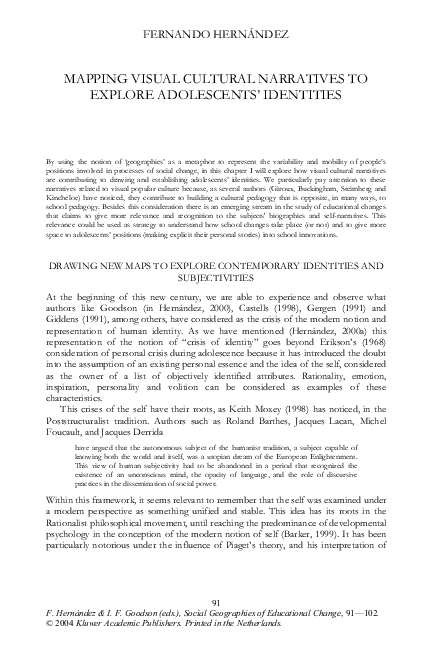 (PDF) Mapping Visual Cultural Narratives to Explore Adolescents’ Identities