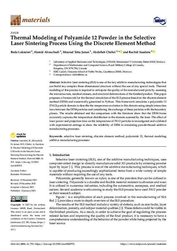 (PDF) Thermal Modeling of Polyamide 12 Powder in the Selective Laser Sintering Process Using the ...