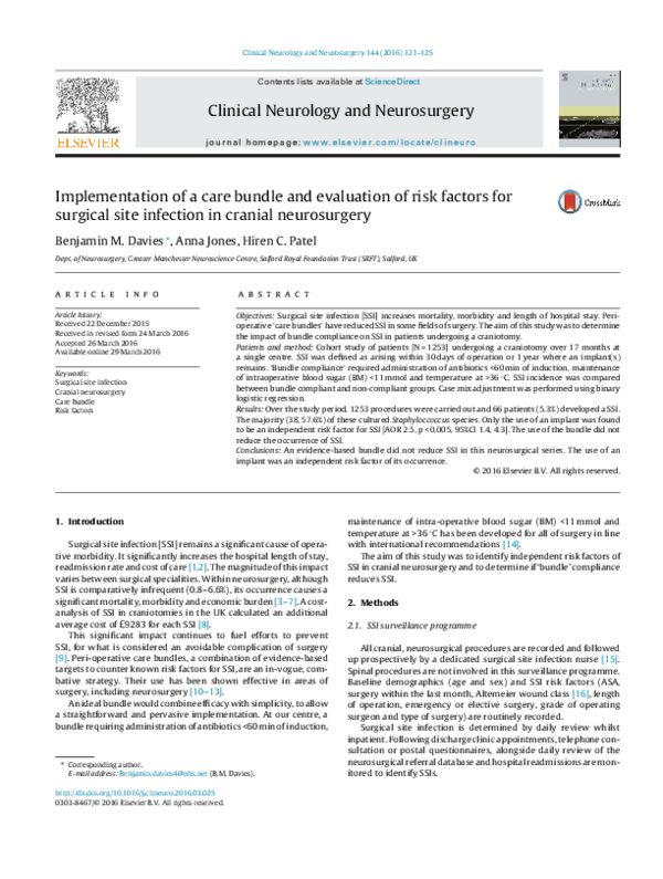(PDF) Implementation of a care bundle and evaluation of risk factors ...