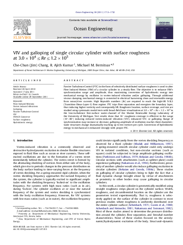 (PDF) VIV and galloping of single circular cylinder with surface ...