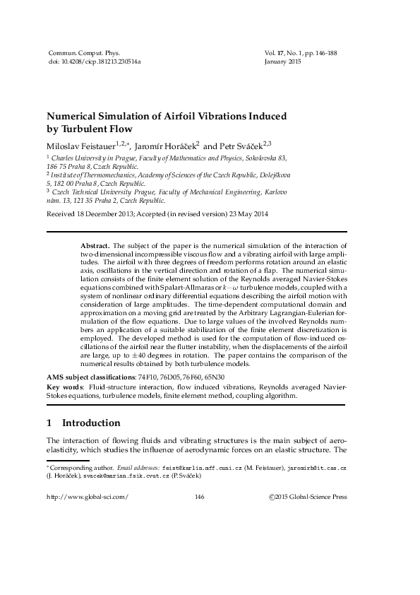 (PDF) Numerical simulation of airfoil vibrations induced by turbulent flow