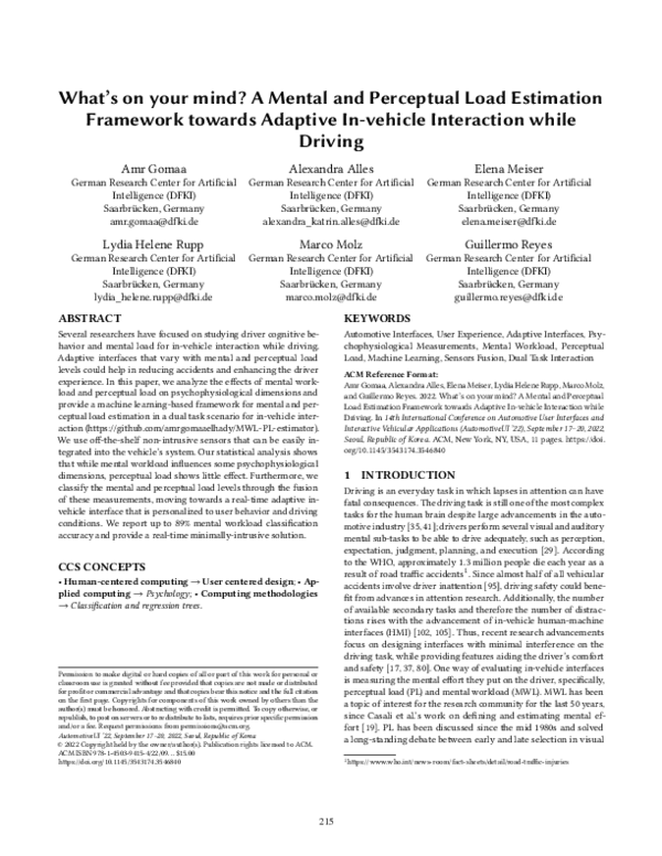 (PDF) What’s on your mind? A Mental and Perceptual Load Estimation ...