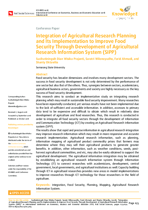 (PDF) Integration of Agricultural Research Planning and Its ...