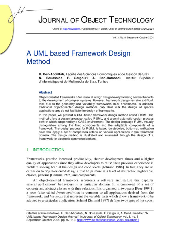 Pdf A Uml Based Framework Design Method Nadia Bouassida 5274