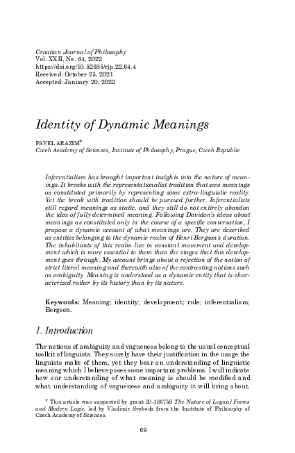 (PDF) Identity of Dynamic Meanings