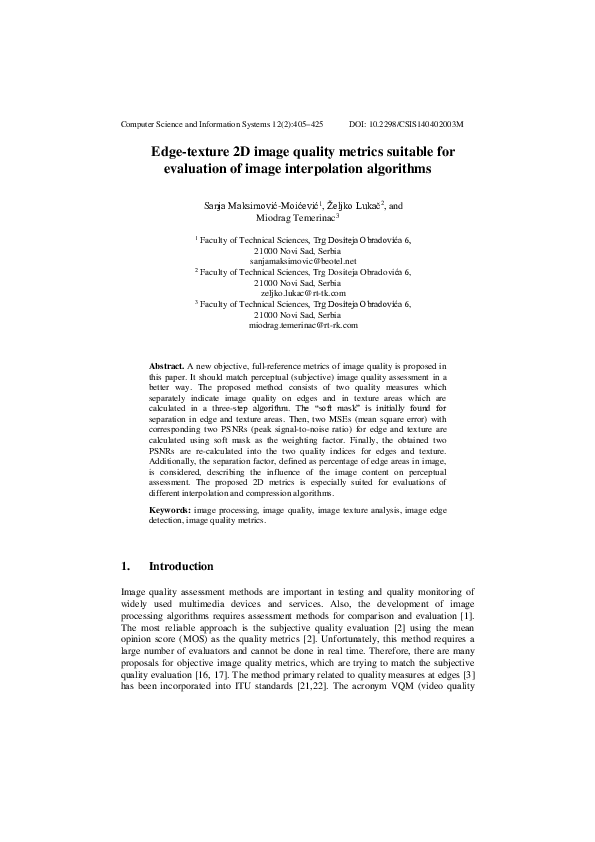 (PDF) Edge-texture 2D image quality metrics suitable for evaluation of image interpolation ...