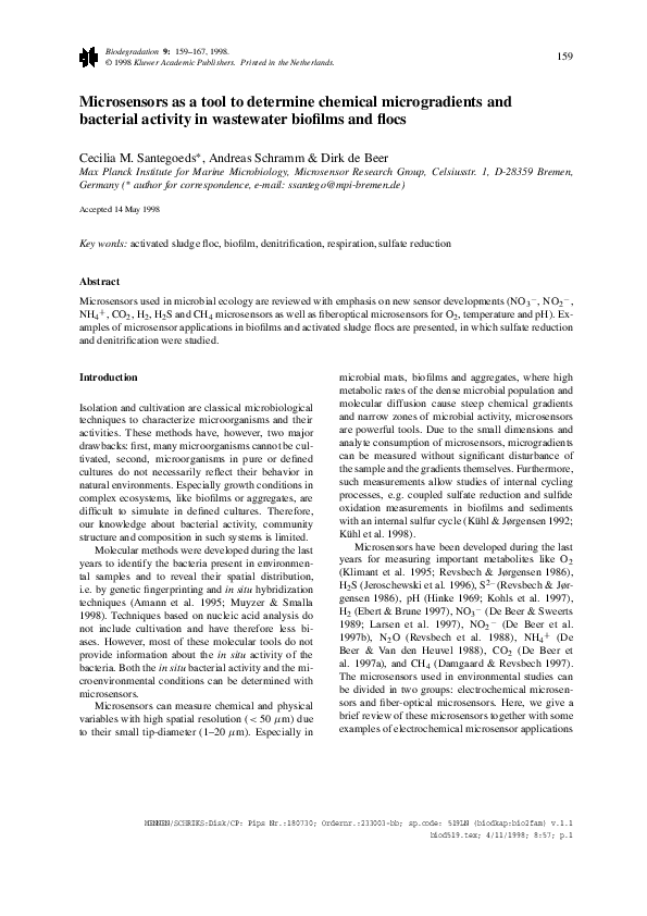 (PDF) Microsensors as a tool to determine chemical microgradients and bacterial activity in ...