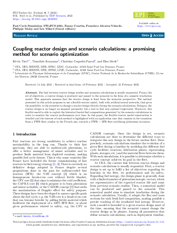 (PDF) Coupling reactor design and scenario calculations: a promising ...
