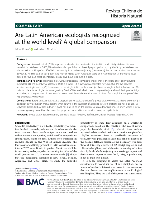 (PDF) Are Latin American ecologists recognized at the world level? A ...