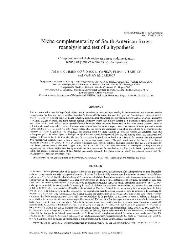 (PDF) Niche-complementarity of South American foxes: reanalysis and ...