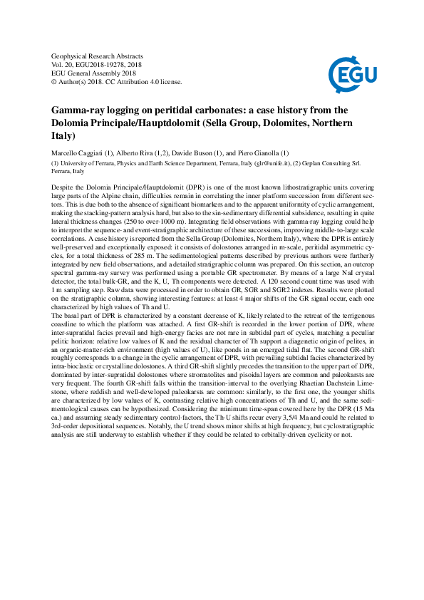 (PDF) Gamma-ray logging on peritidal carbonates: a case history from ...