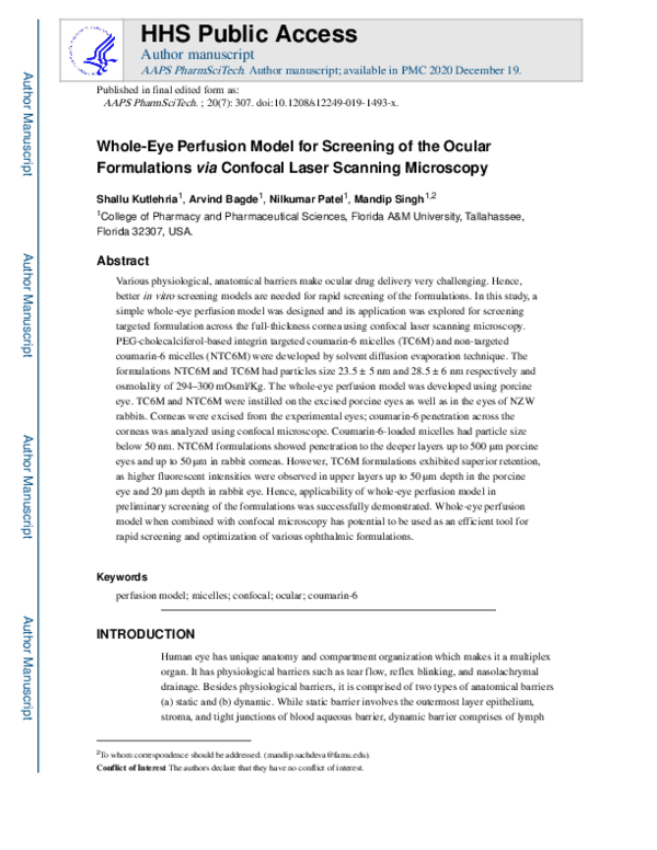 (PDF) Whole-Eye Perfusion Model for Screening of the Ocular ...