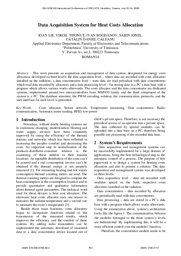 (PDF) Data Acquisition System for Heat Costs Allocation