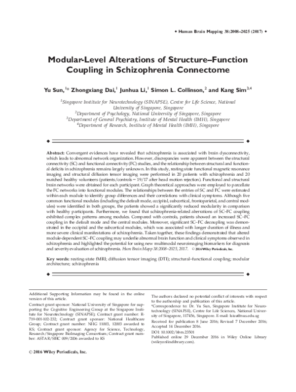Pdf Modular Level Alterations Of Structure Function Coupling In