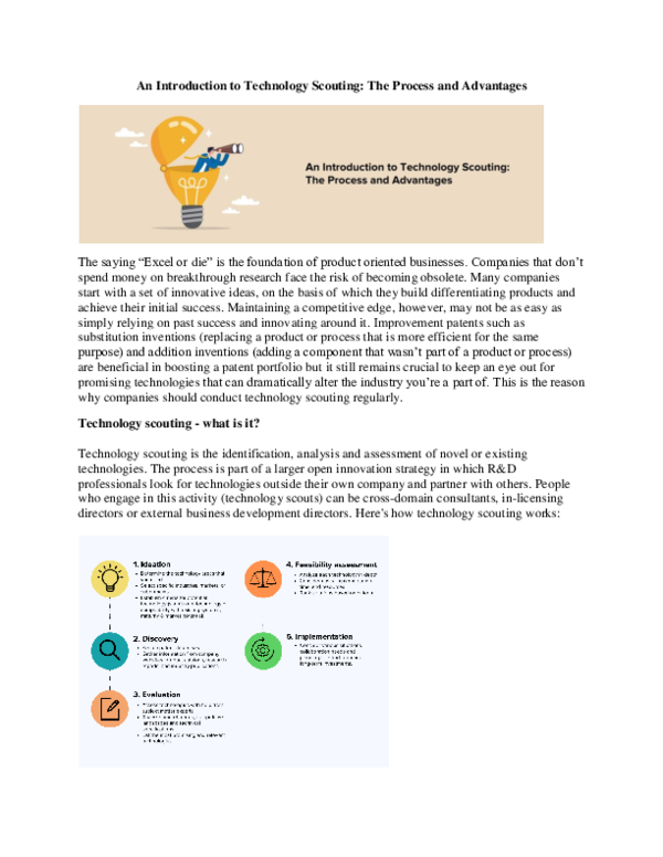 (PDF) An Introduction to Technology Scouting: The Process and Advantages