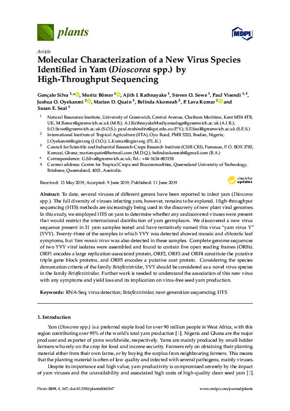 Pdf Molecular Characterization Of A New Virus Species Identified In
