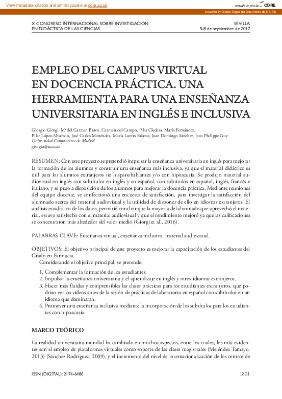(PDF) Empleo del Campus Virtual en docencia práctica: una herramienta para una enseñanza ...