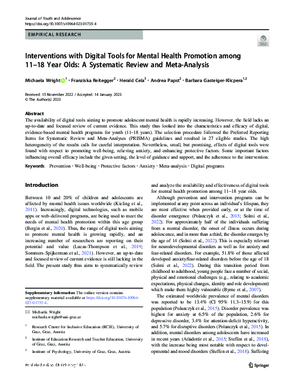 (PDF) Interventions with Digital Tools for Mental Health Promotion ...