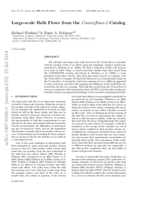 (PDF) Large-scale Cosmic Flows from Cosmicflows-2 Catalog