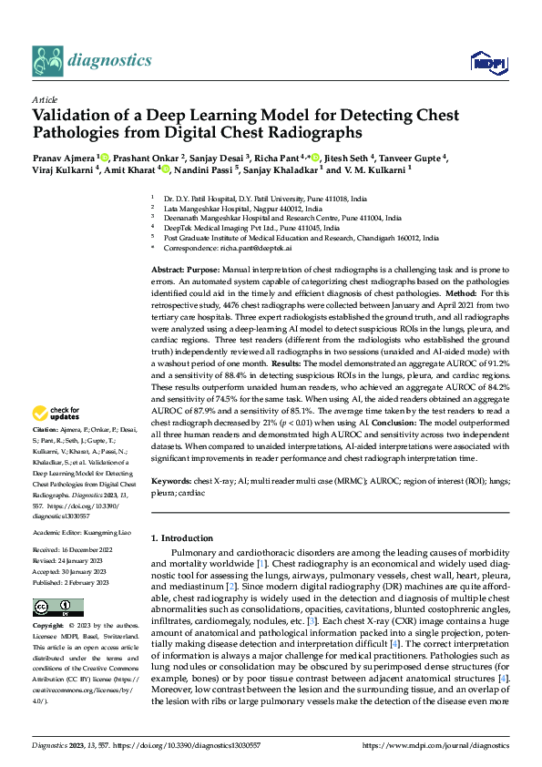 (PDF) Validation of a Deep Learning Model for Detecting Chest Pathologies from Digital Chest ...