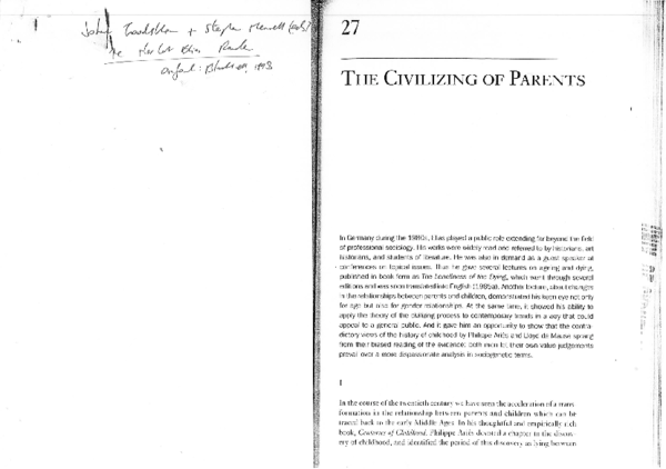 (PDF) The Civilizing of Parents, Norbert Elias