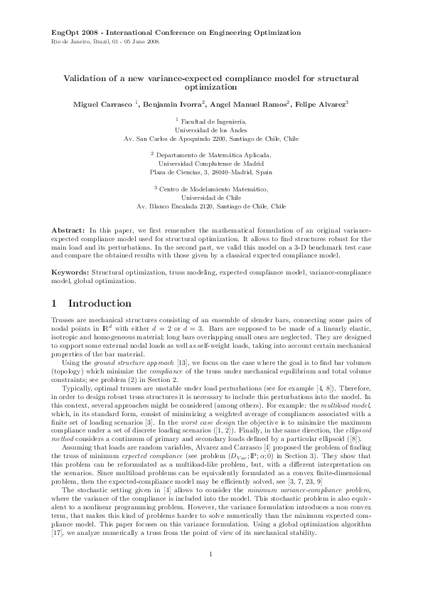Pdf Validation Of A New Variance Expected Compliance Model For Structural Optimization