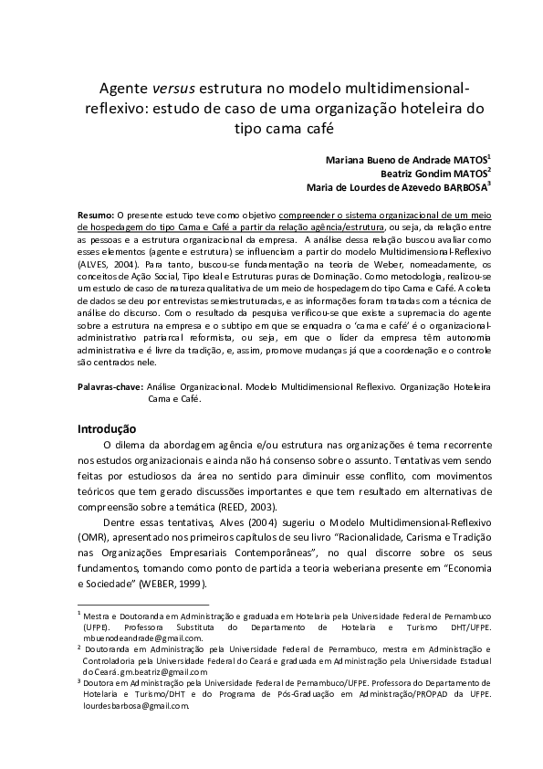 (PDF) Agente versus estrutura no modelo multidimensional-reflexivo ...