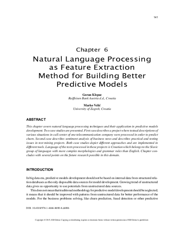 (PDF) Natural Language Processing as Feature Extraction Method for Building Better Predictive Models