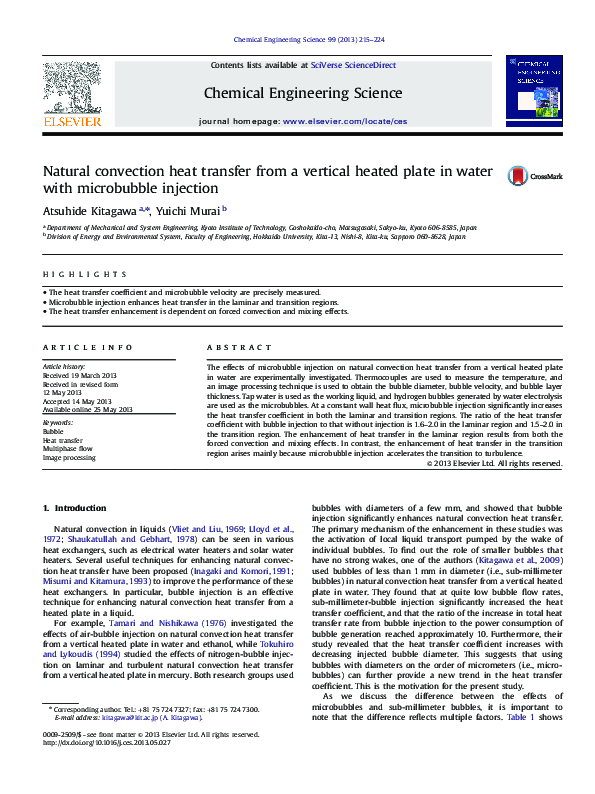 (PDF) Natural convection heat transfer from a vertical heated plate in ...