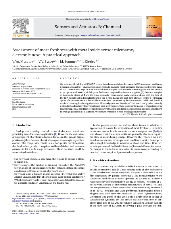 (PDF) Assessment of meat freshness with metal oxide sensor microarray electronic nose: A ...