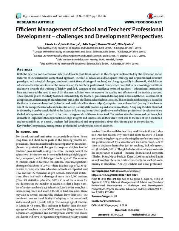 (PDF) Efficient management of school and teachers’ professional ...