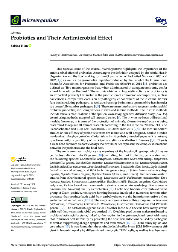 (PDF) Probiotics and Their Antimicrobial Effect