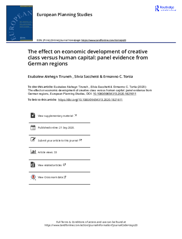 (PDF) The effect on economic development of creative class versus human ...