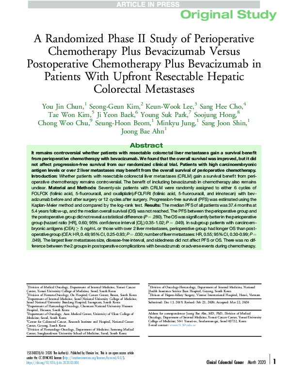 (PDF) A randomized phase II study of perioperative chemotherapy plus ...