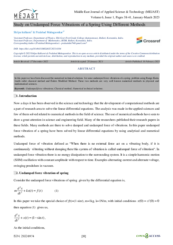 (PDF) Study on Undamped Force Vibrations of a Spring Using Different ...