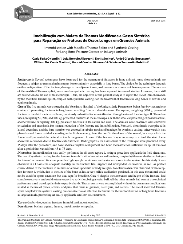 (PDF) Imobilização com muleta de Thomas modificada e gesso sintético ...