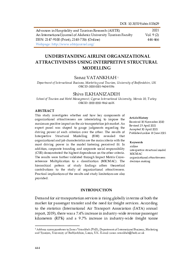 (PDF) Understanding Airline Organizational Attractiveness Using Interpretive Structural Modelling