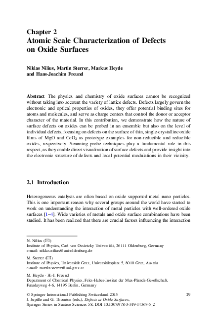 (PDF) Atomic Scale Characterization of Defects on Oxide Surfaces ...