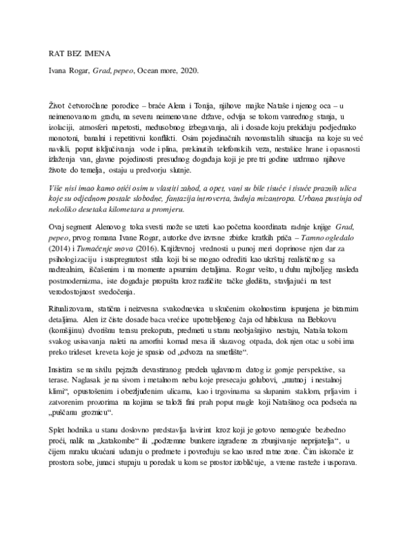 (PDF) Ivana Maksić, Rat bez imena