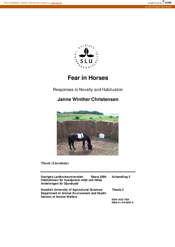 (PDF) Fear in horses