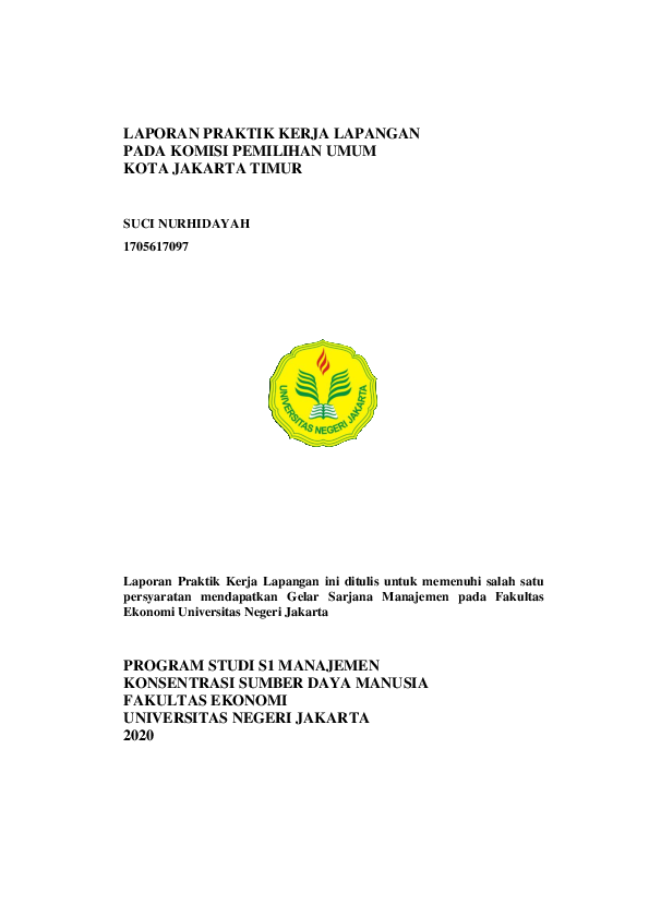 (PDF) Laporan Praktik Kerja Lapangan Pada Komisi Pemilihan Umum Kota Jakarta Timur