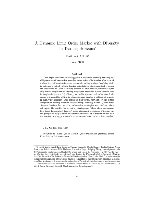 (PDF) A Dynamic Limit Order Market with Diversity in Trading Horizons ...