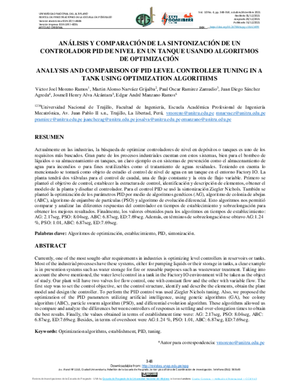 (PDF) Análisis y Comparación De La Sintonización De Un Controlador Pid De Nivel en Un Tanque ...