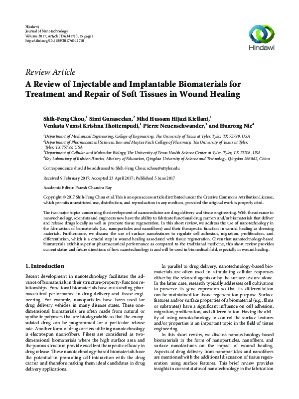 (PDF) A Review of Injectable and Implantable Biomaterials for Treatment ...