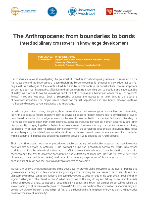 (PDF) The Anthropocene: from boundaries to bonds