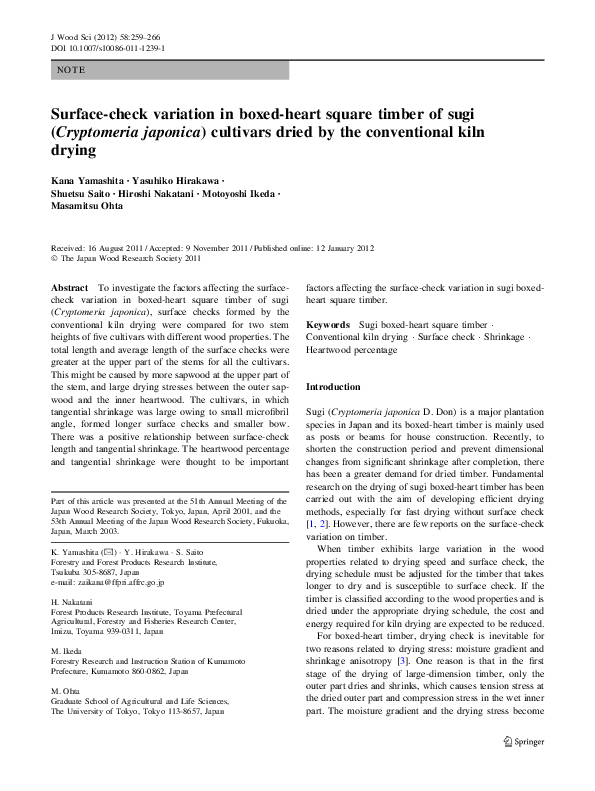 (PDF) Surface-check variation in boxed-heart square timber of sugi ...