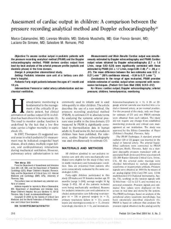 (PDF) Assessment of cardiac output in children: A comparison between ...